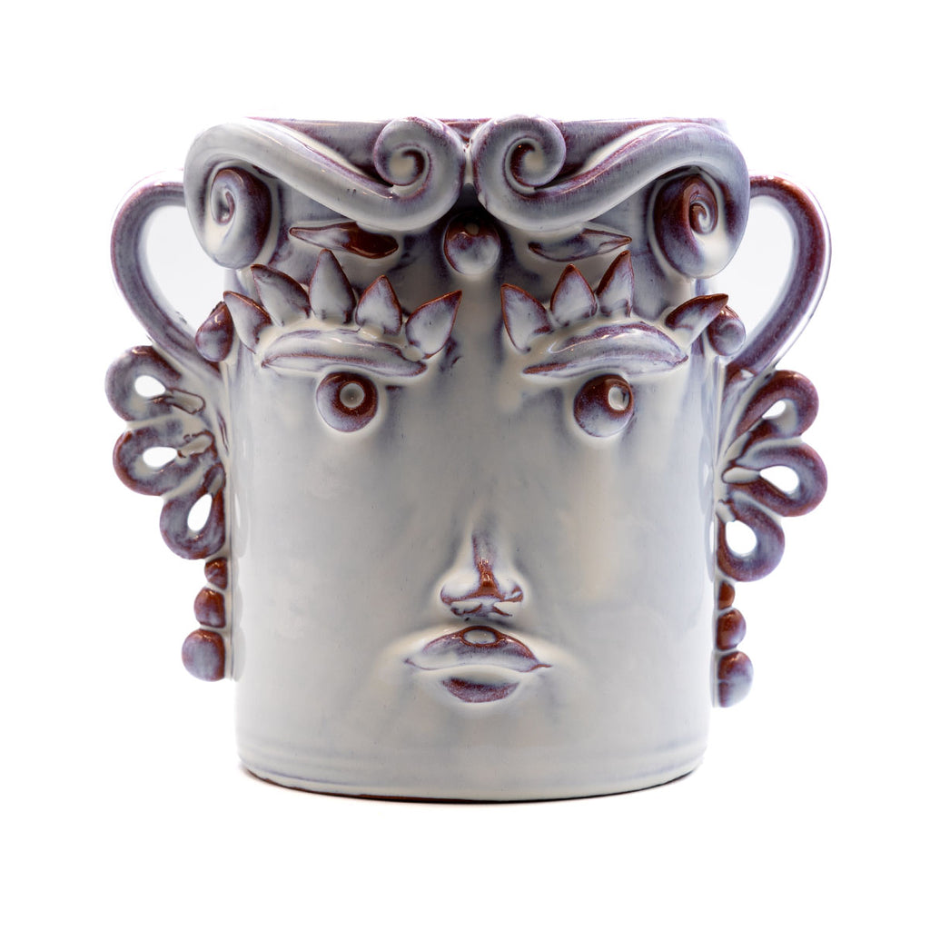 Vaso in Ceramica con Volto bianco cangiante – Carella Ostuni