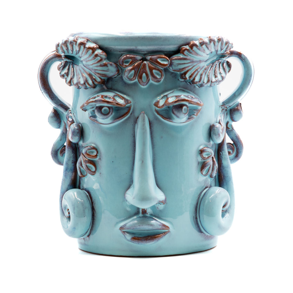 Ceramic vase with iridescent Tiffany face – Carella Ostuni