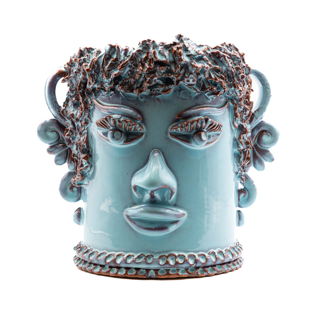 Ceramic vase with iridescent Tiffany face – Carella Ostuni